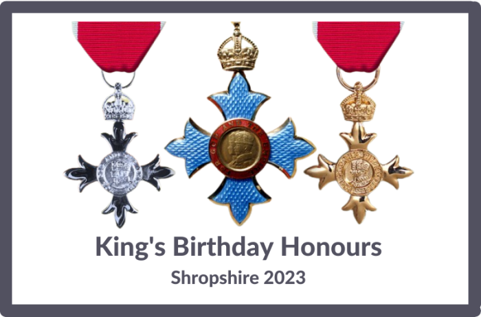 King's Birthday Honours - Lord-Lieutenant of Shropshire